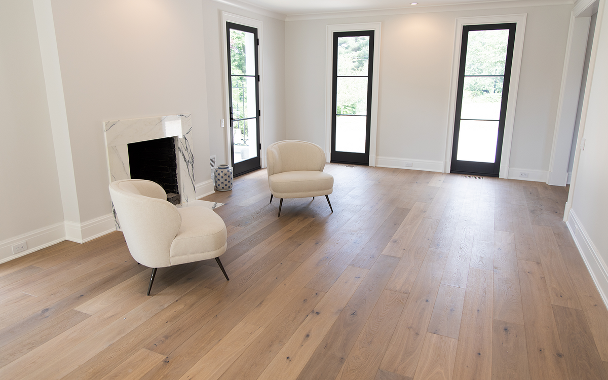 Wide plank engineered hardwood flooring in European Oak and Walnut
