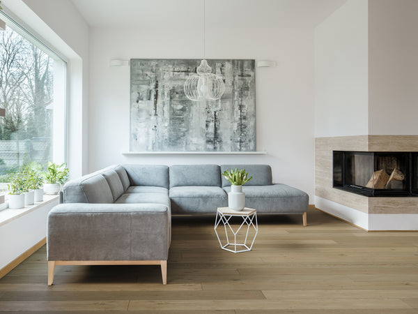 Natural grey wire brushed wide plank European Oak hardwood flooring ...